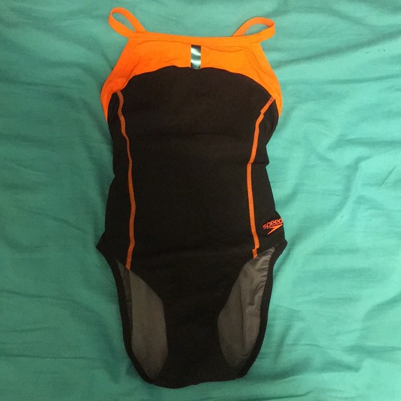 Speedo | Swim | Orange And Black Powerplus Speedo Swimsuit | Poshmark